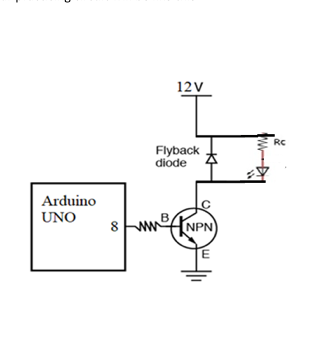Solved Arduino UNO 8 12V Flyback diode NPN Rc | Chegg.com