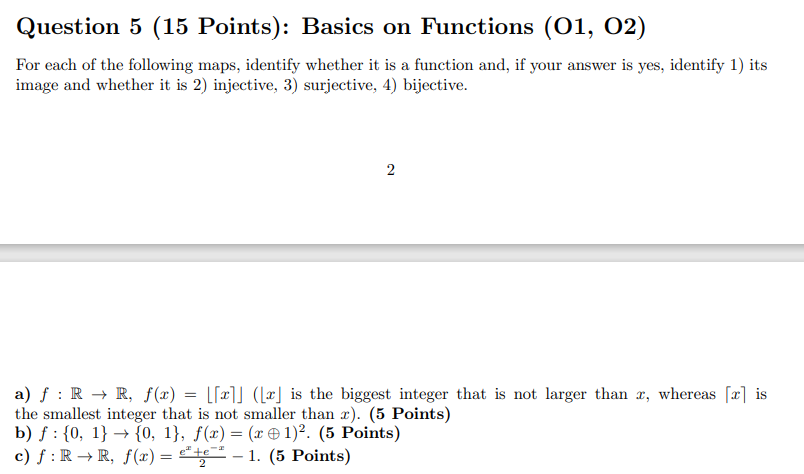 Solved Question 5 (15 Points): Basics on Functions (01, 02) | Chegg.com