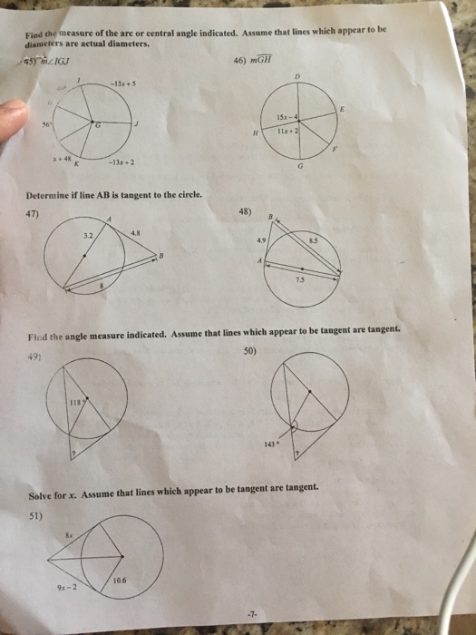 Solved Find the measure of the are or central angle | Chegg.com