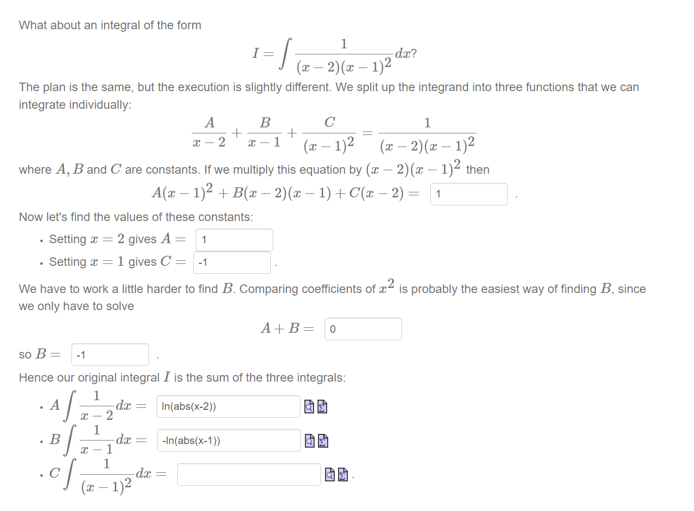 Solved What about an integral of the form 1 = √ -dx? (x − | Chegg.com