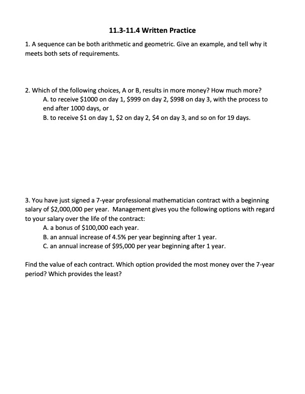 Solved 1. A sequence can be both arithmetic and geometric. | Chegg.com