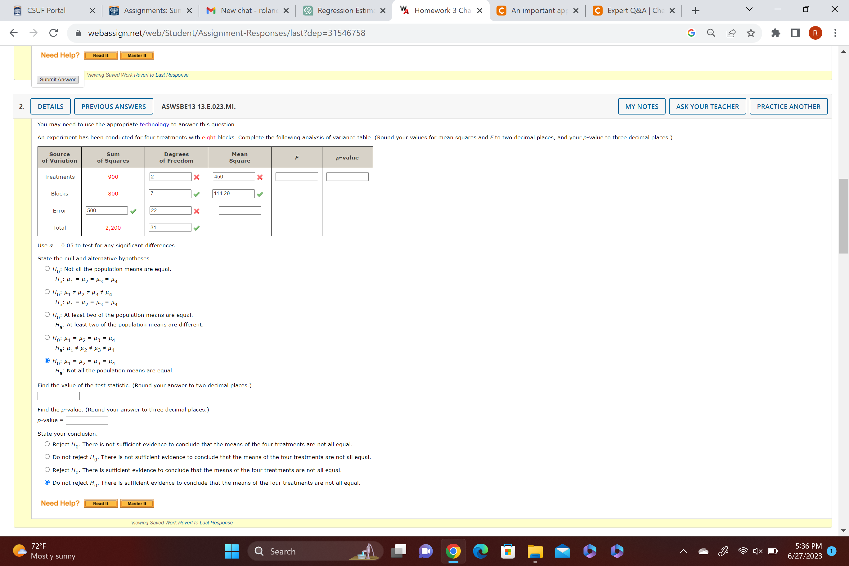 Viewing Saved Work Revert to Last Response ASWSBE13 | Chegg.com
