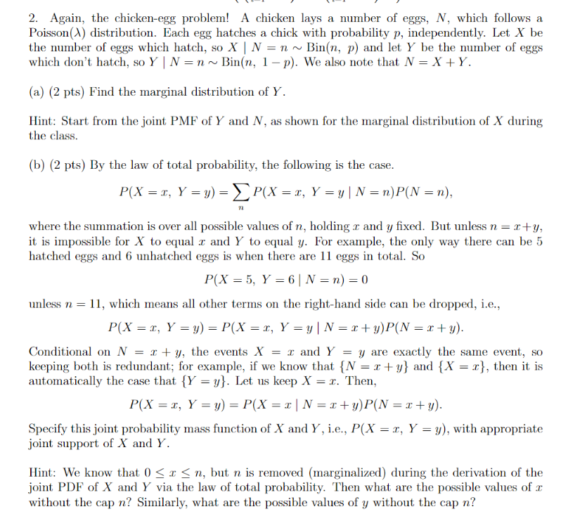 Solved 2. Again, the chicken-egg problem! A chicken lays a | Chegg.com