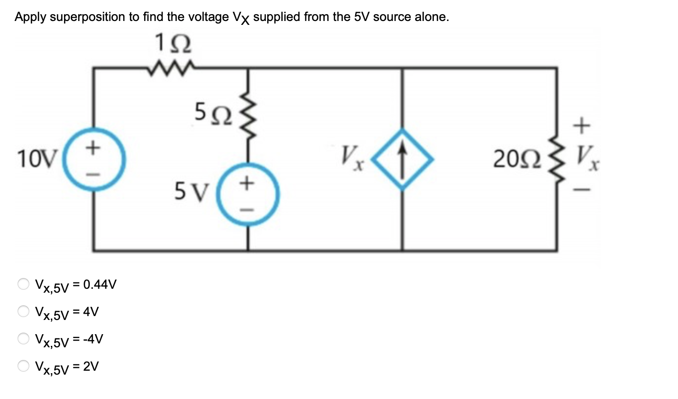 Solved Apply superposition to find the voltage VX supplied | Chegg.com