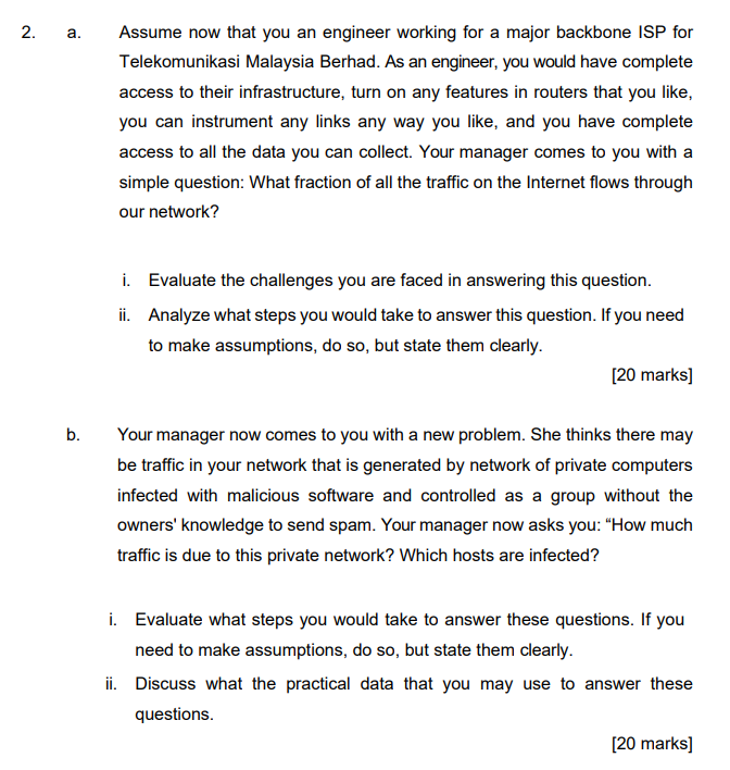 Solved 2. a. Assume now that you an engineer working for a | Chegg.com