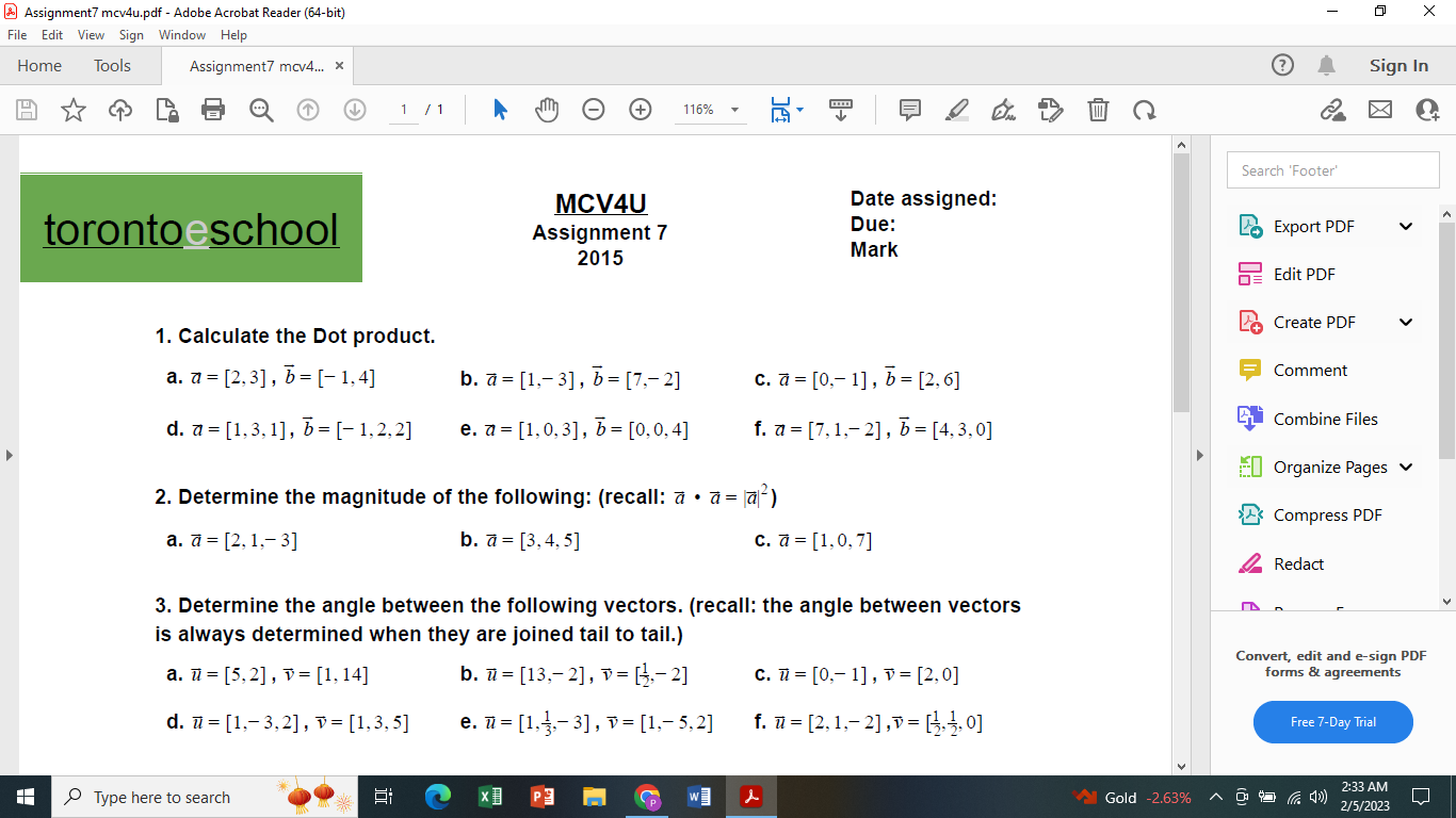 Solved (8) Assignment7 mcv4u.pdf - Adobe Acrobat Reader | Chegg.com