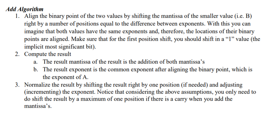 Solved Project description Assume floating-point | Chegg.com