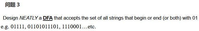 Solved 问题3 Design NEATLY a DFA that accepts the set of all | Chegg.com