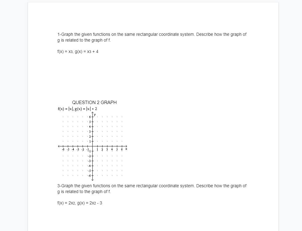 Solved 1-Graph the given functions on the same rectangular | Chegg.com