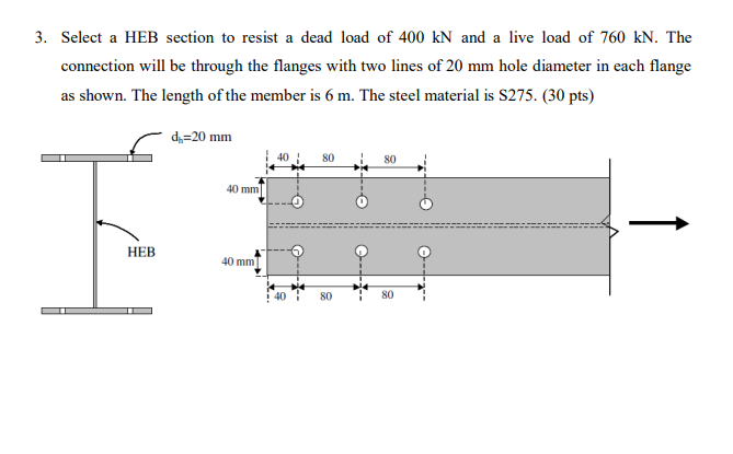 Solved 3. Select a HEB section to resist a dead load of 400 | Chegg.com