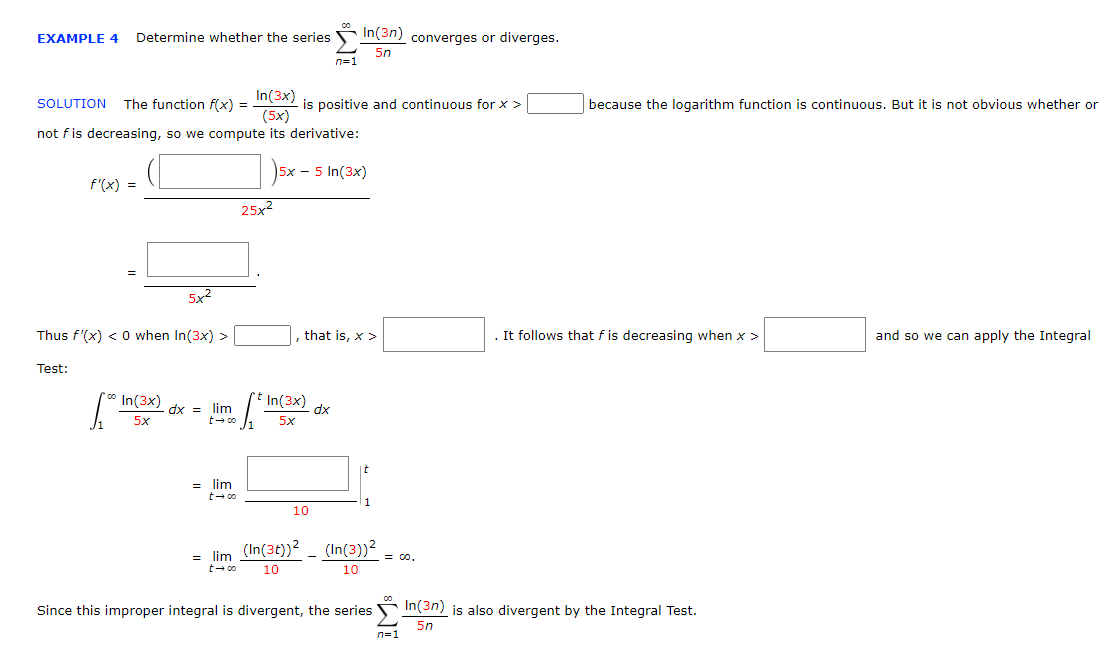 Solved EXAMPLE 4 Determine whether the series In(3n) | Chegg.com