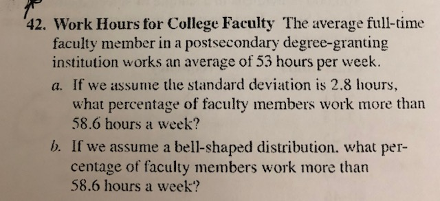 Solved 42. Work Hours for College Faculty The average | Chegg.com