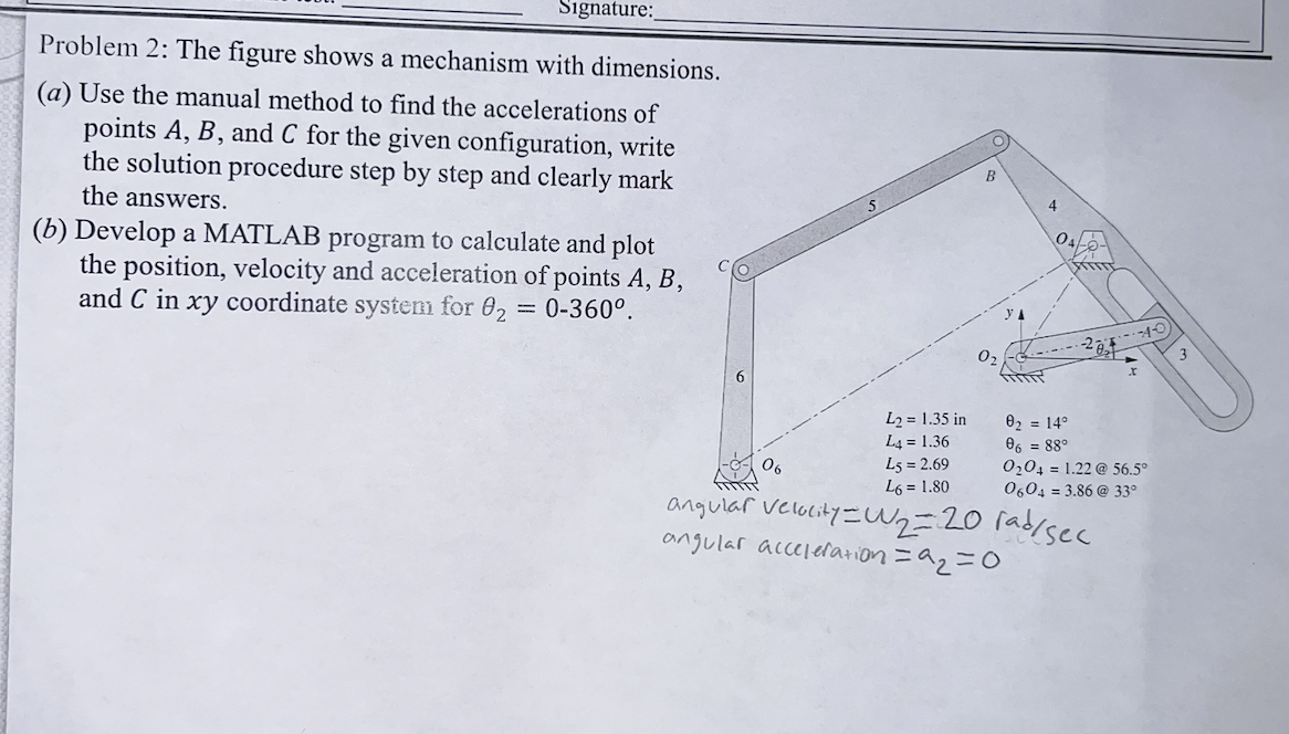 Problem 2: The figure shows a mechanism with | Chegg.com