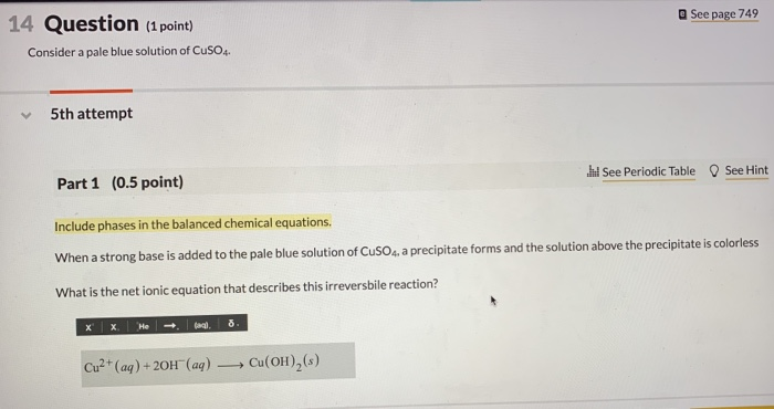 Solved 14 Question 1 point) a See page 749 Consider a pale | Chegg.com