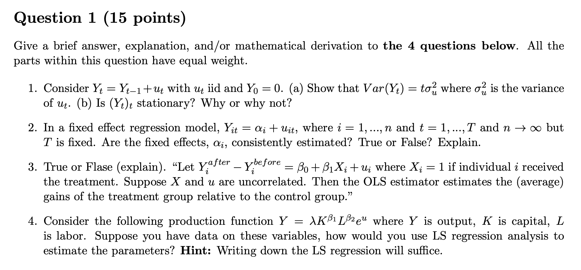 Solved Give a brief answer, explanation, and/or mathematical | Chegg.com
