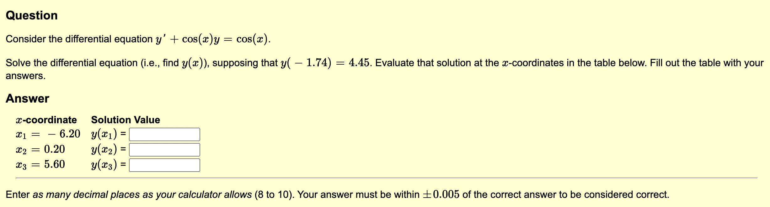 Solved Consider The Differential Equation Y′ Cos X Y Cos X