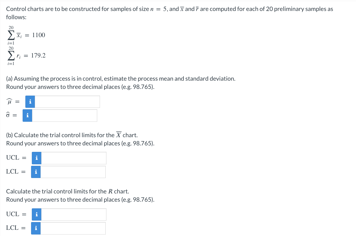 Solved Control charts are to be constructed for samples of | Chegg.com