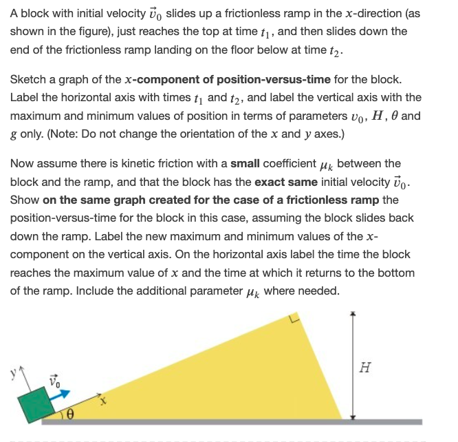 Solved A block with initial velocity vo slides up a | Chegg.com