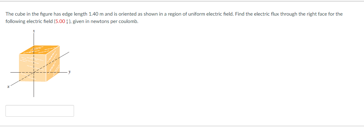 Solved The cube in the figure has edge length 1.40 m and is | Chegg.com