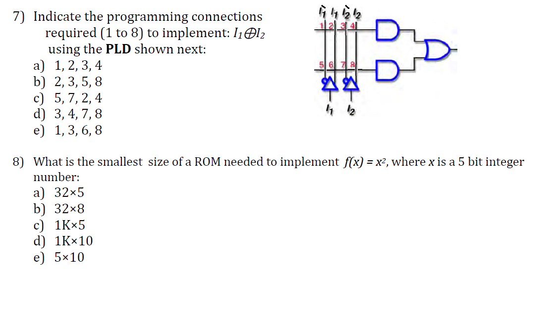 Solved 1 14 12 12 7) Indicate the programming connections | Chegg.com