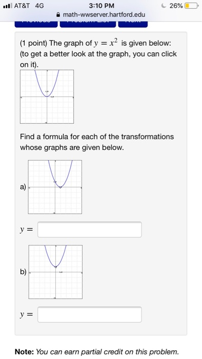 Solved AT&T 4G с 26% 3:12 PM math-wwserver.hartford.edu (1 | Chegg.com