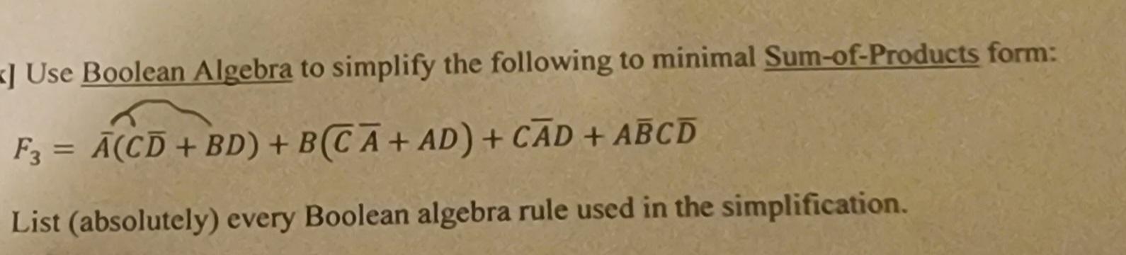 Solved ]se Boolean Algebra to simplify the following to | Chegg.com