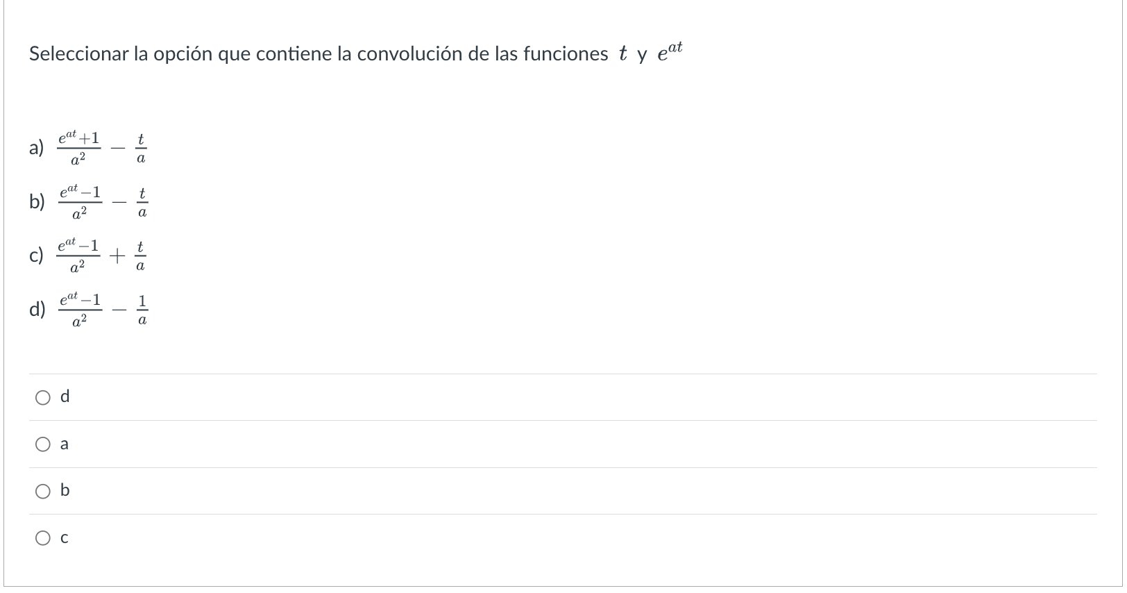 Solved Seleccionar la opción que contiene la convolución de | Chegg.com