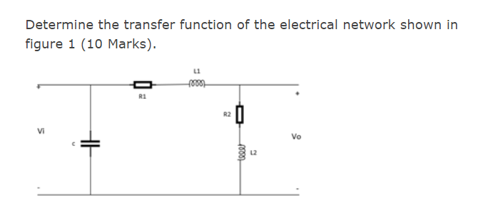 Solved Determine the transfer function of the electrical | Chegg.com