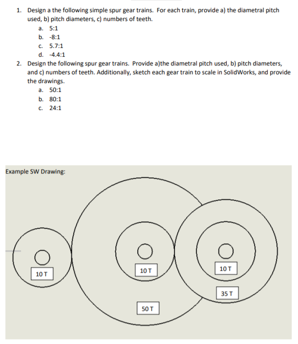 1. Design a the following simple spur gear trains. | Chegg.com