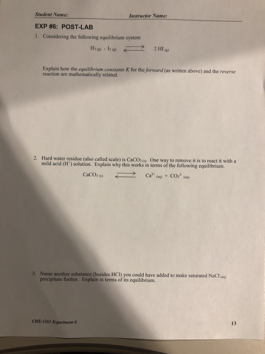 Student Name: Instructor Name: DATA (EXP # 6 ): Part | Chegg.com