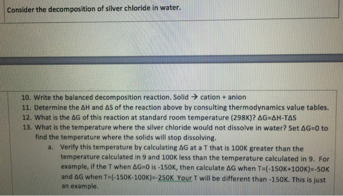 Solved Consider the decomposition of silver chloride in | Chegg.com