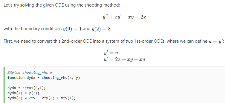 Solved Let's try solving the given ODE using the shooting | Chegg.com