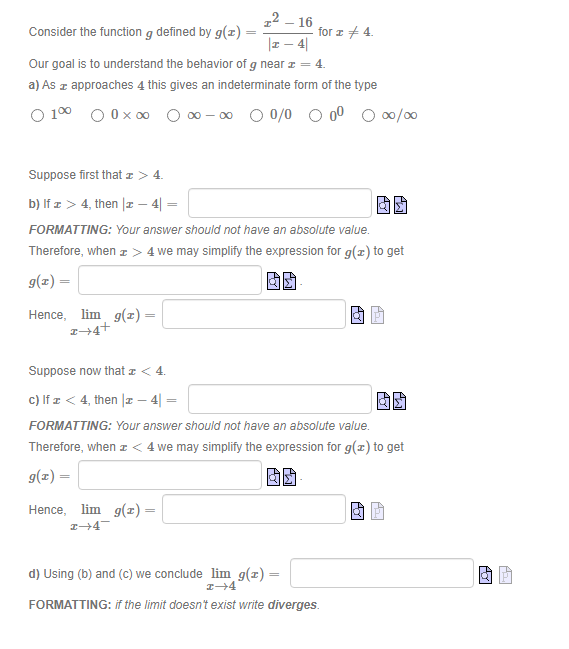 Solved Consider the function g ﻿defined by g(x)=x2-16|x-4| | Chegg.com