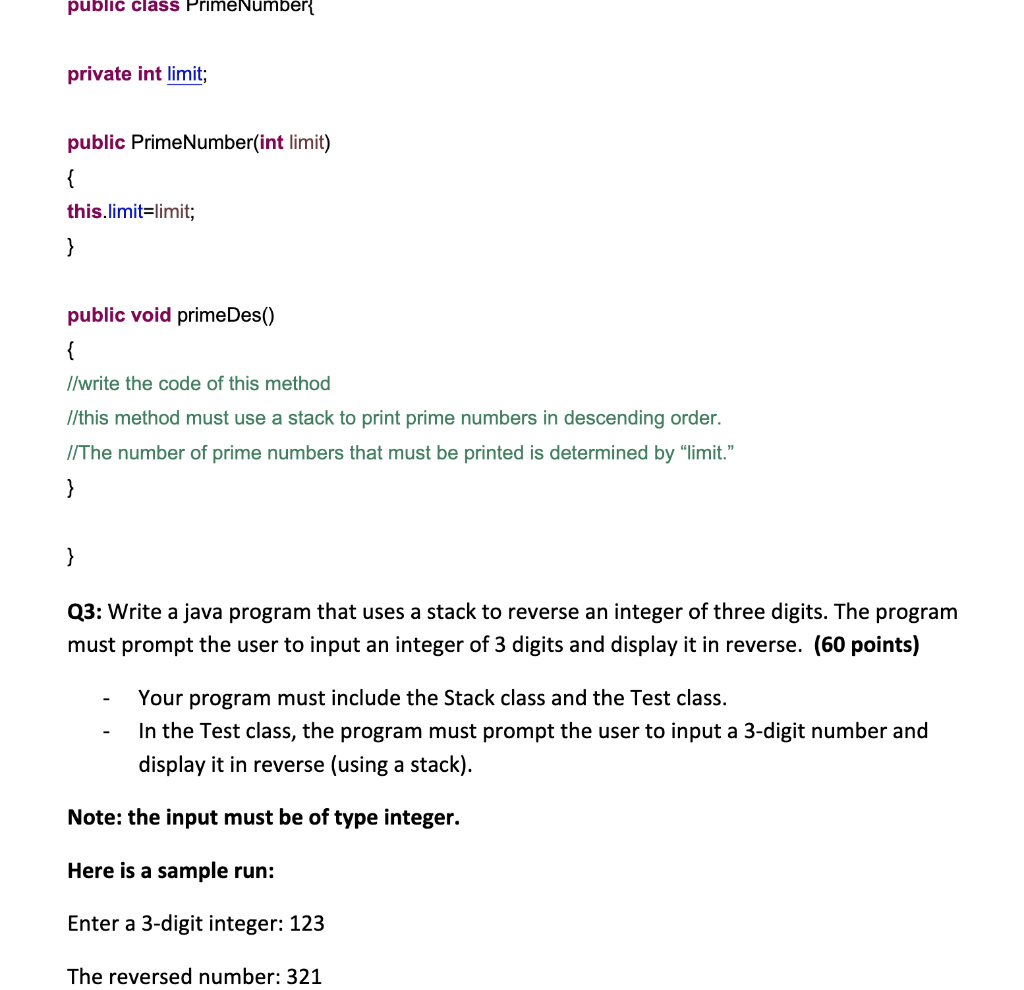 Solved public class PrimeNumber? private int limit; public | Chegg.com Solved public class PrimeNumber? private int limit; public | Chegg.com