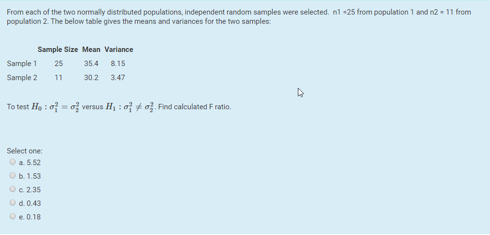 Solved From Each Of The Two Normally Distributed 5482