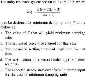 Solved The unity feedback system shown in Figure P8.3, where | Chegg.com
