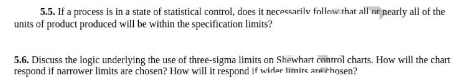 Solved 5.5. If a process is in a state of statistical | Chegg.com