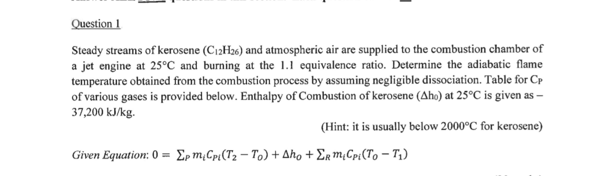 Solved Question 1Steady streams of kerosene (C12H26) ﻿and | Chegg.com