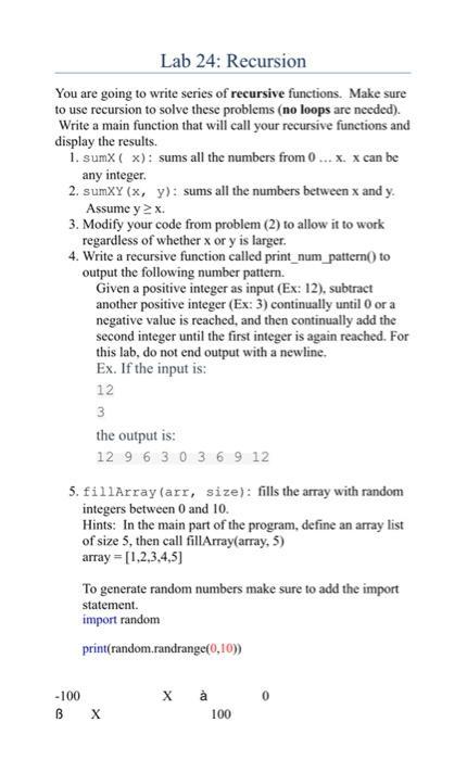 Solved import random def sumX(x): # base case if x | Chegg.com
