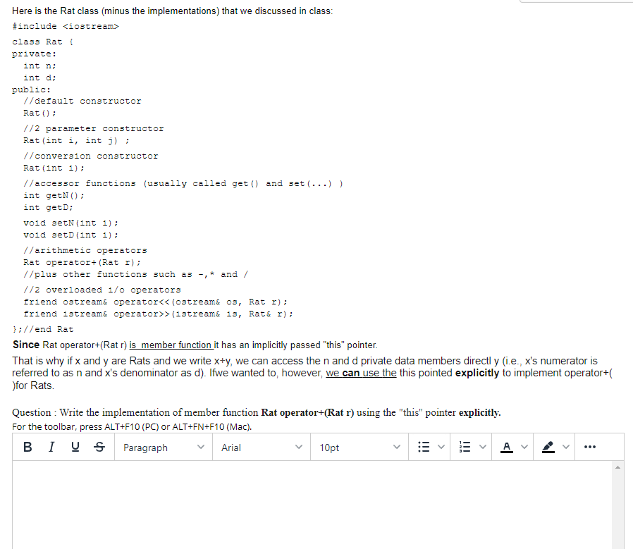 Solved Here is the Rat class (minus the implementations) | Chegg.com