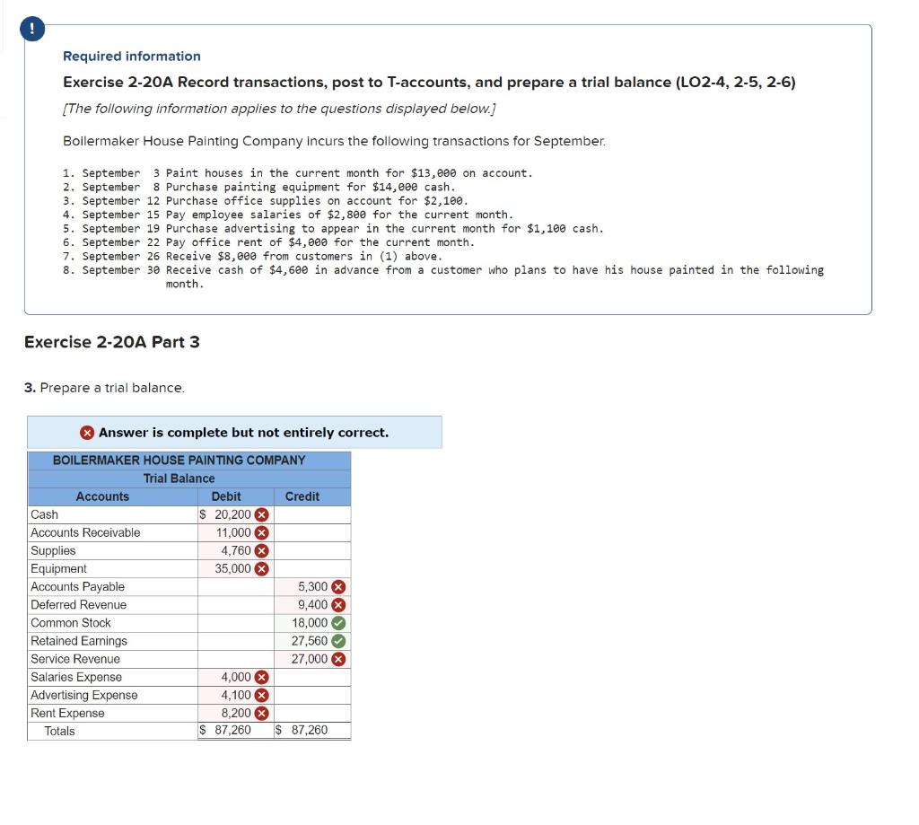 Solved ! Required information Exercise 2-20A Record | Chegg.com