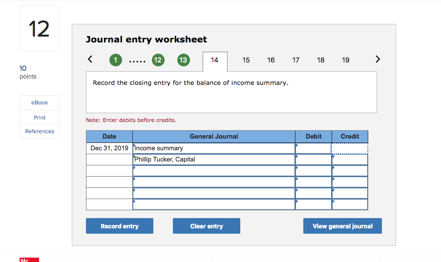 Solved Journal entry worksheet 12 13 14 15 16 1718 19 > 10 | Chegg.com