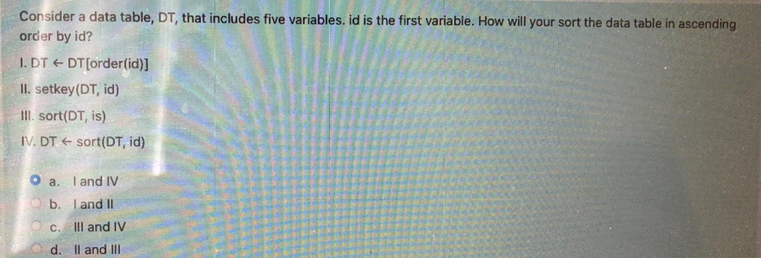 Solved Consider a data table, DT, that includes five | Chegg.com