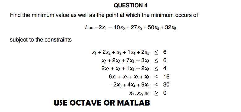 Solved QUESTION 4 Find the minimum value as well as the | Chegg.com