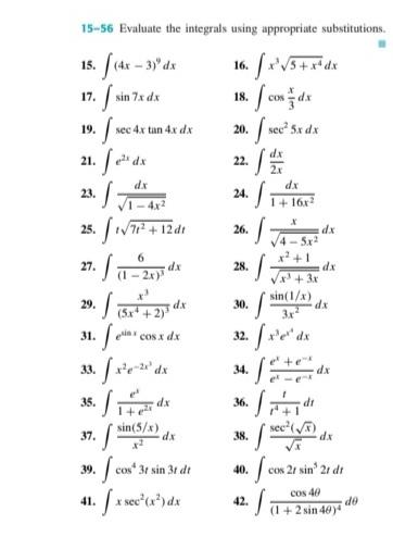 Solved 15-56 Evaluate the integrals using appropriate | Chegg.com