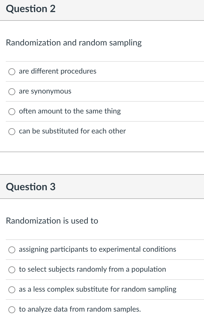 Solved Randomization and random sampling are different | Chegg.com