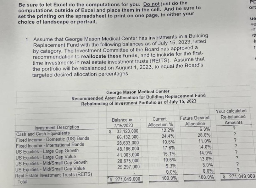 Solved Be sure to let Excel do the computations for you. Do | Chegg.com
