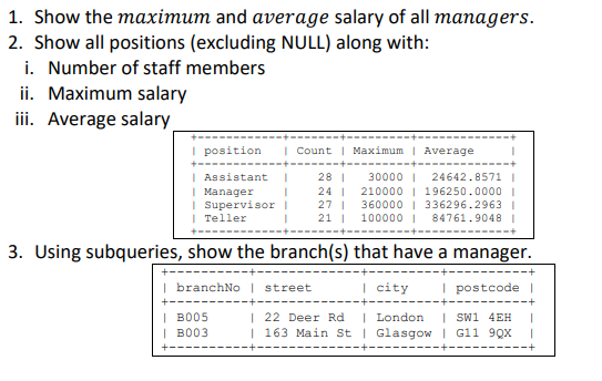 1. Show the maximum and average salary of all | Chegg.com