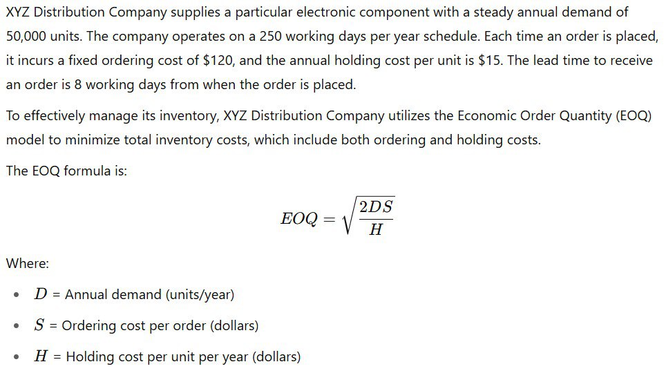 Solved Questions:A) ﻿Calculate the EOQ for this product. | Chegg.com
