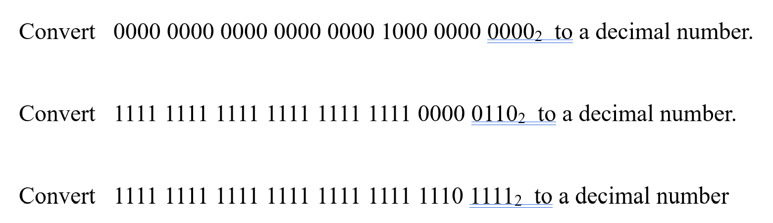 Solved Convert 0000 0000 0000 0000 0000 1000 0000 00002 to a | Chegg.com